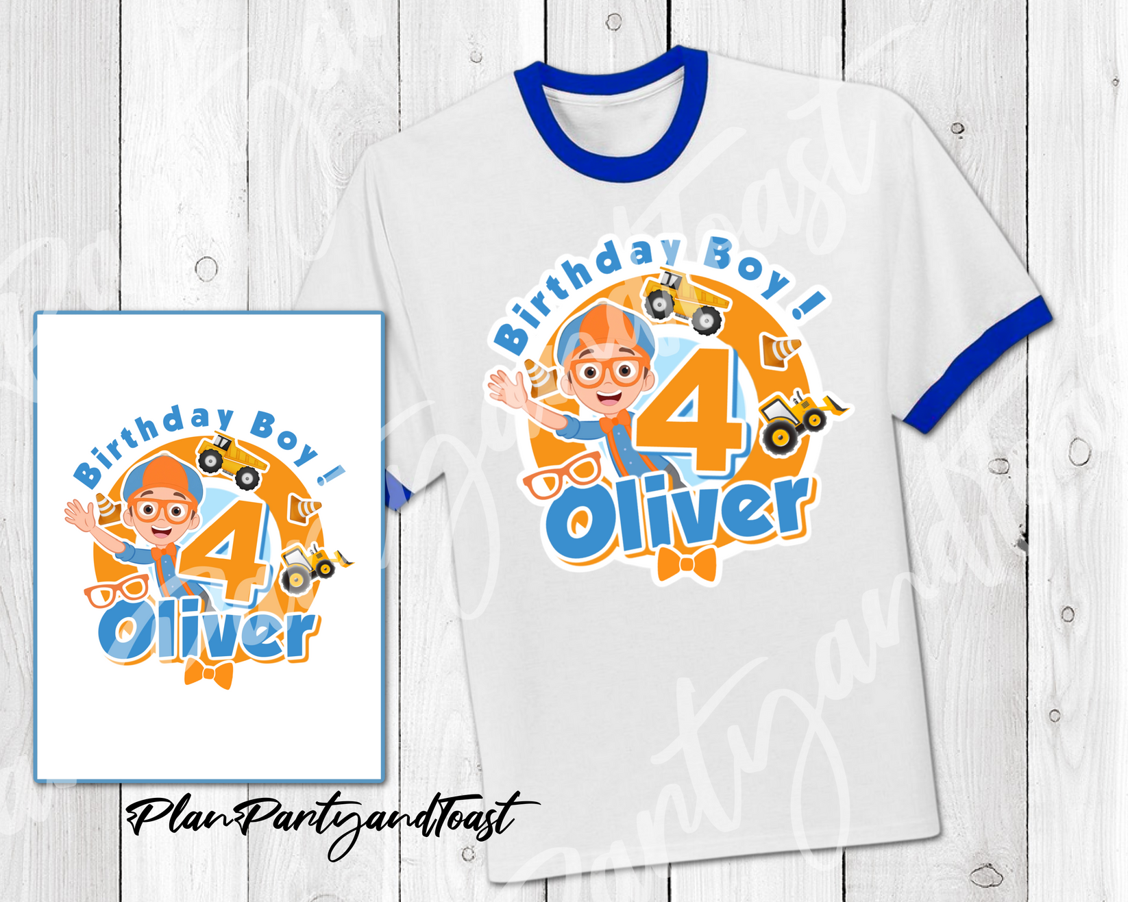 Blippi birthday iron-on design – Plan Party & Toast