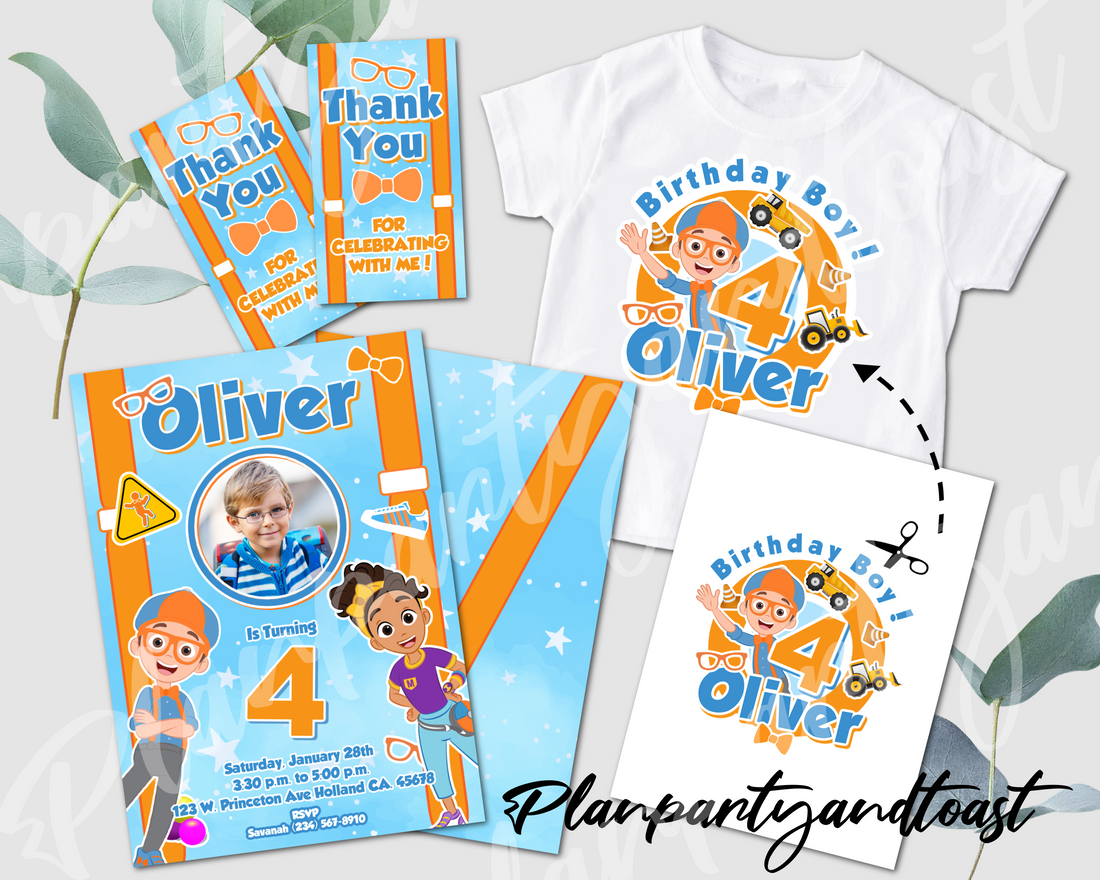 Blippi and Meekah birthday invitation bundle – Plan Party & Toast