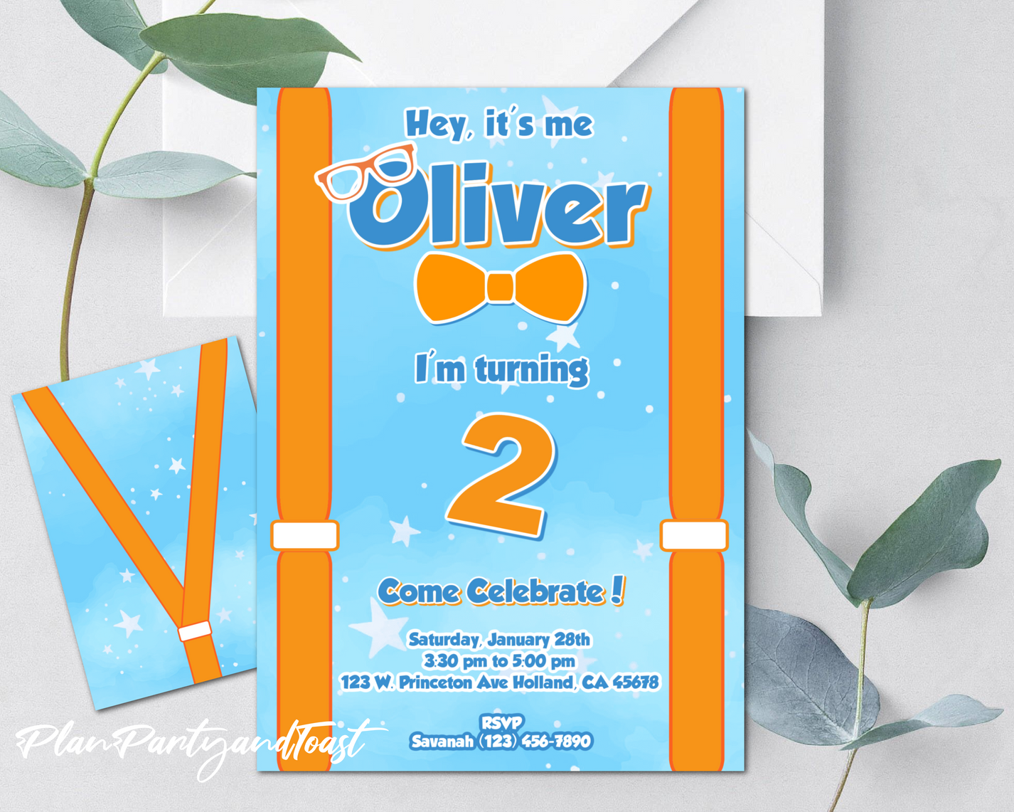Blippi birthday invitation Come Celebrate – Plan Party & Toast