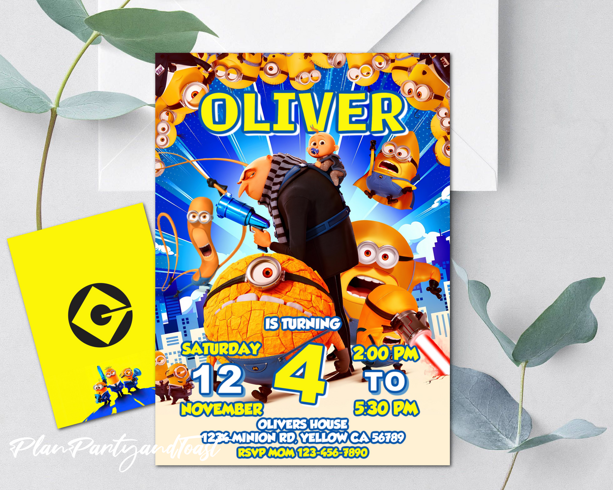 Despicable Me birthday invitation, Minions birthday invitation – Plan ...
