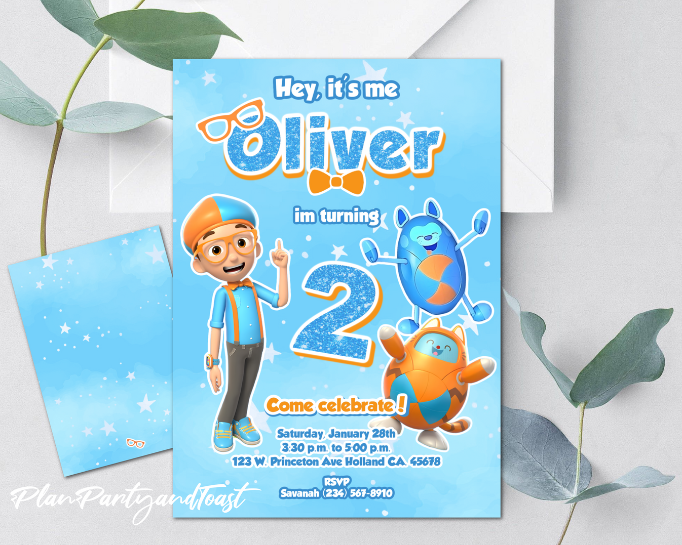 Blippi birthday invitation Wonder birthday – Plan Party & Toast