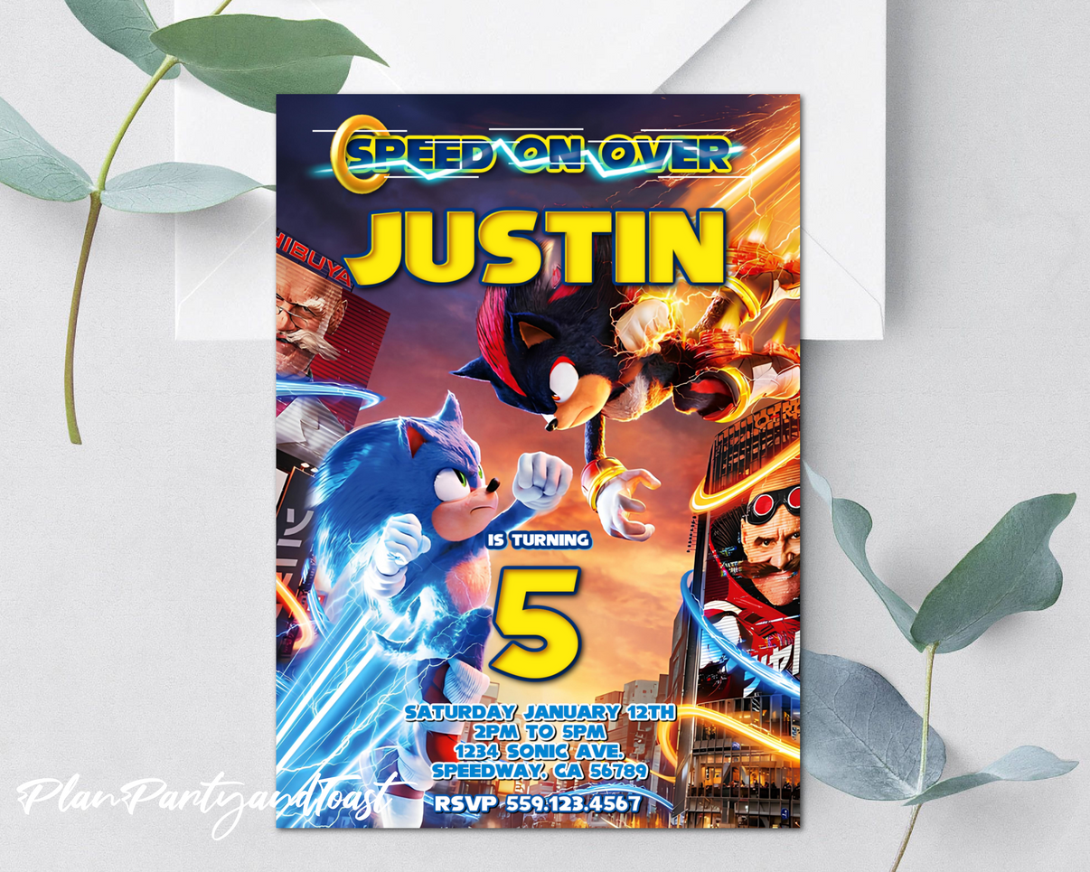 Sonic 3 movie birthday invitation – Plan Party & Toast