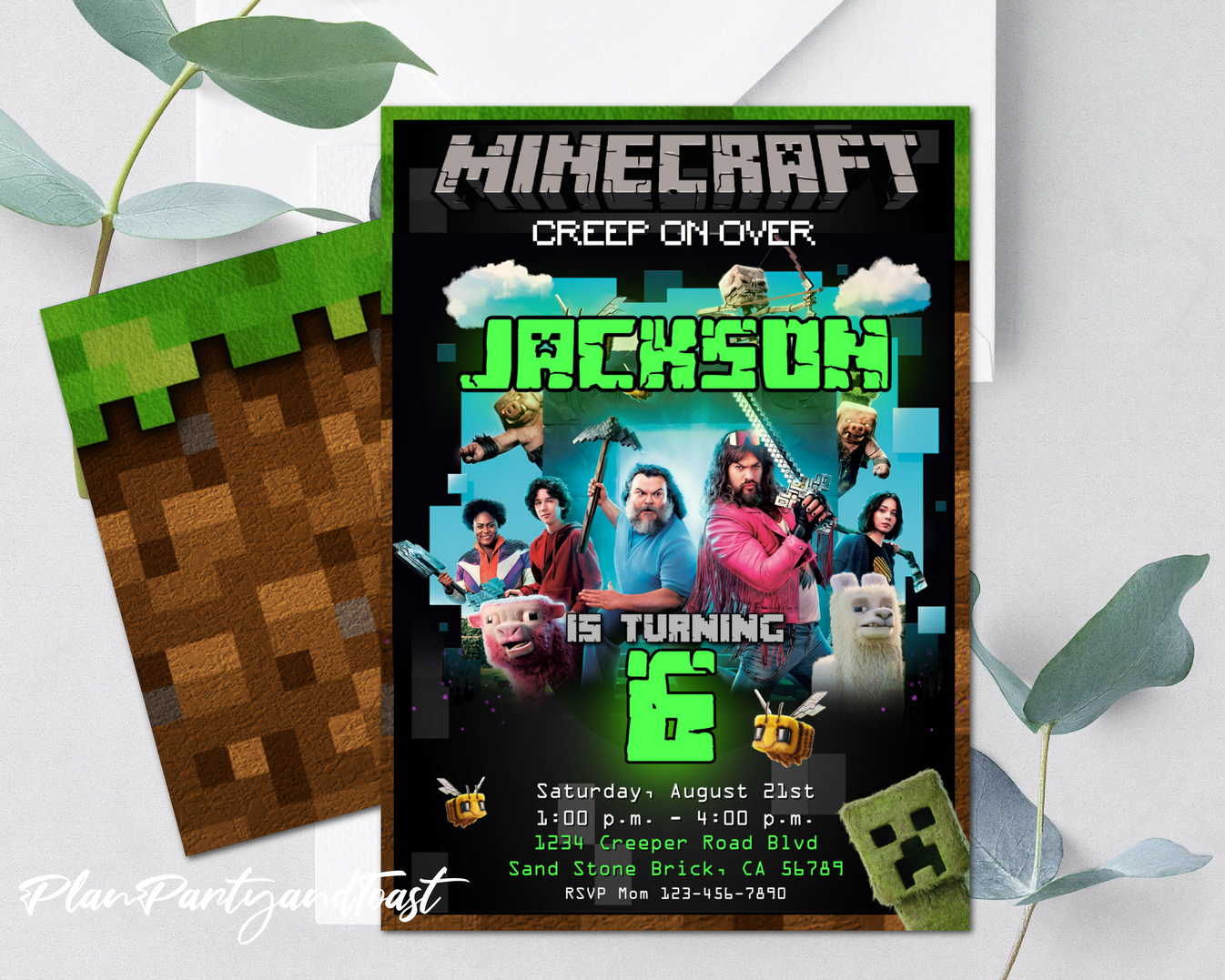 Minecraft birthday invitation movie invite – Plan Party & Toast