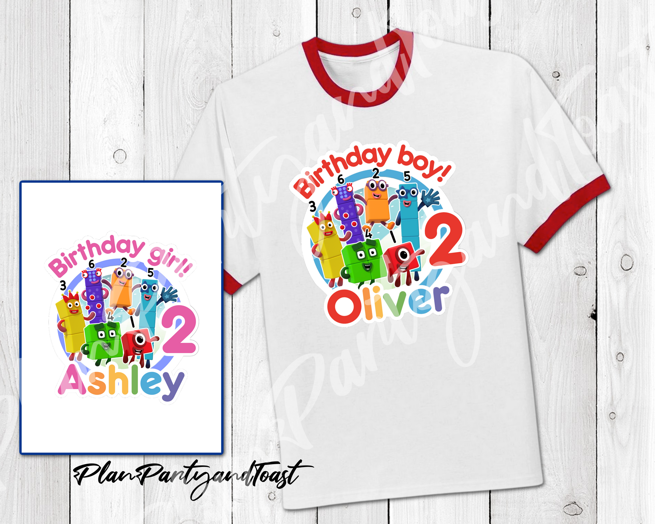 Numberblocks Birthday T-shirt Digital Iron-On Design – Plan Party & Toast