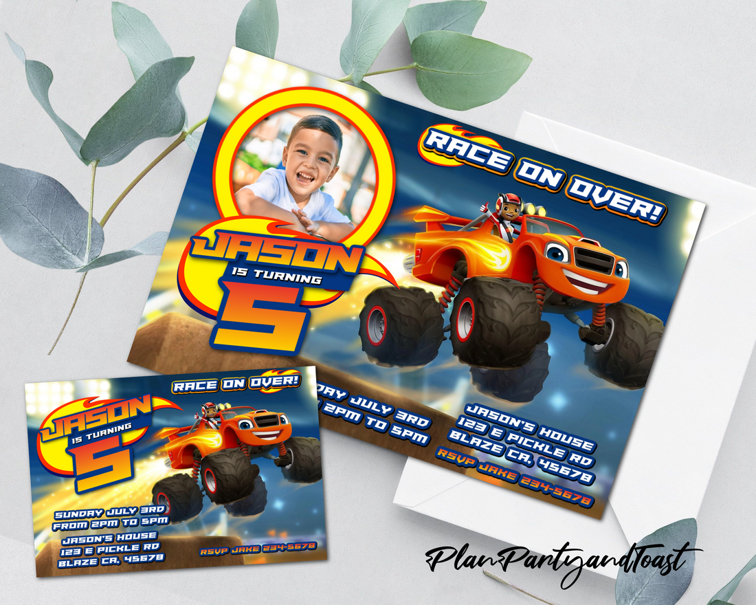 Blaze And The Monster Machines birthday invitation – Plan Party & Toast