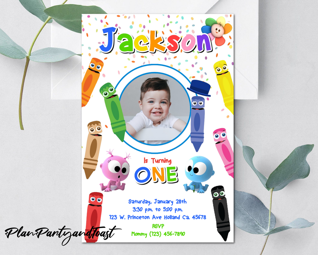 Babyfirst Color Crew birthday invitation – Plan Party & Toast